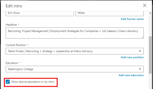 Do You Want to Show Your Education on Your LinkedIn Profile Intro?