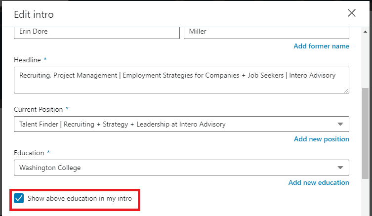 Do You Want to Show Your Education on Your LinkedIn Profile Intro?