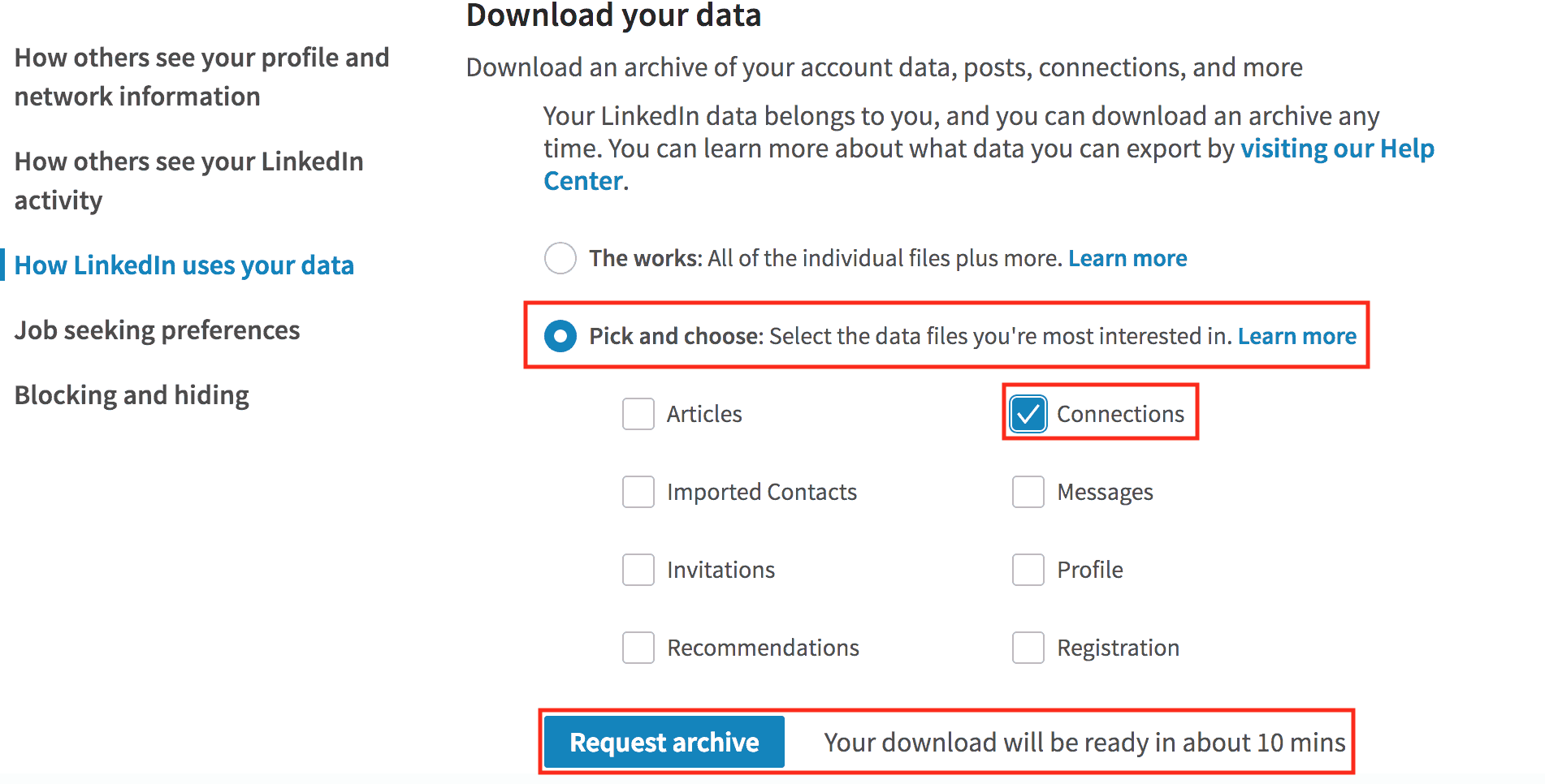 Download Your 1st Degree Connections on LinkedIn