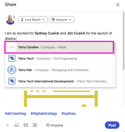 Posting on LinkedIn: How to Tag People and Organizations