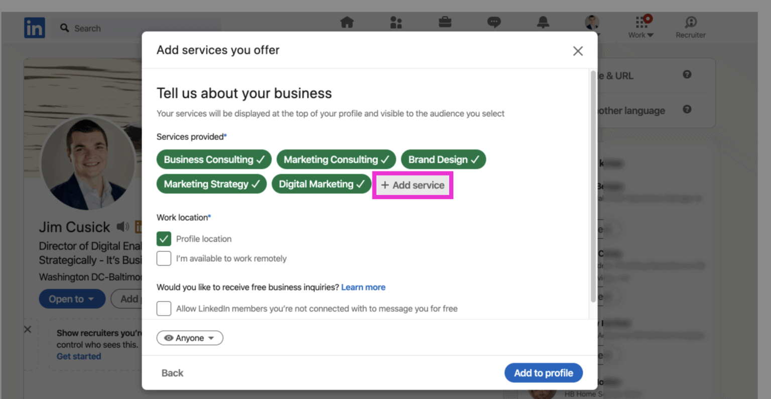 How to Add Services to Your LinkedIn Profile