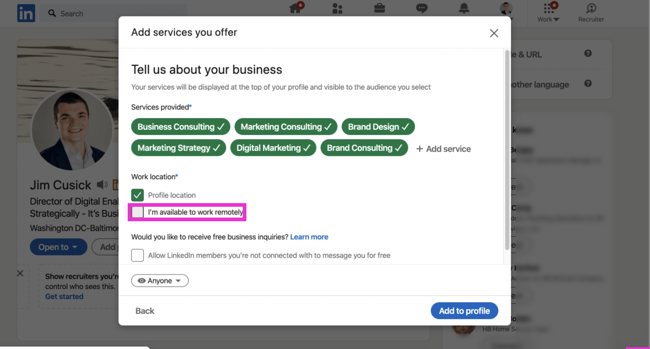 How to Add Services to Your LinkedIn Profile
