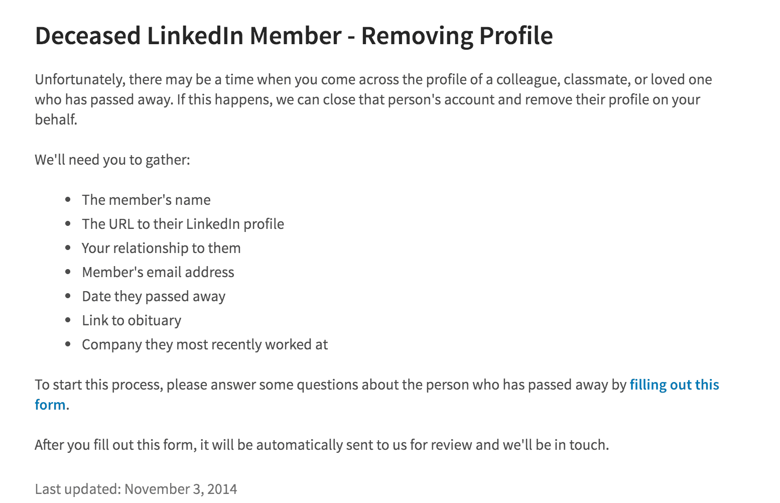 Removing a Deceased Person’s LinkedIn Profile