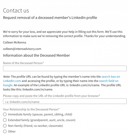 Removing a Deceased Person’s LinkedIn Profile