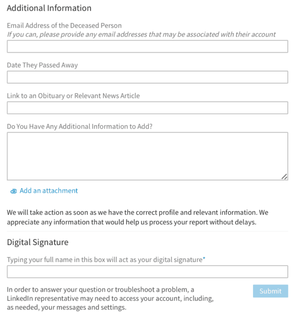 Removing a Deceased Person’s LinkedIn Profile