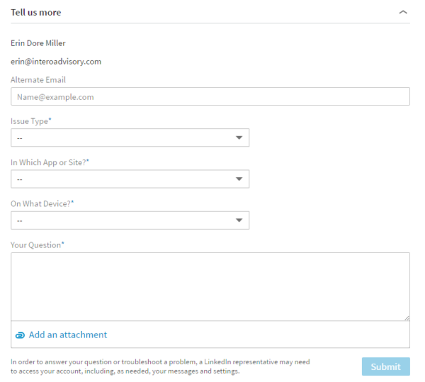 How to Submit a LinkedIn Help Ticket